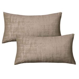 Home Soft Things Textured Velvet Pillow Covers Set of 2, 14'' x 26'', Simple Taupe, Lumbar Modern Decorative Throw Pillow Covers for Couch Sofa