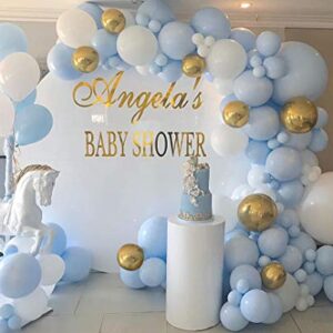 DUBEDAT Blue White Gold Balloon Garland Arch Kit Metallic Chrome God Ballons with Macaroon Blue White Latex Balloons for Birthday Wedding Bridal Shower Party Baby Shower Decoration