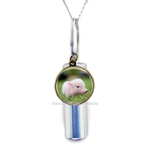 HandcraftDecorations Pig Cremation URN Necklace URN Pig,Peralized Pet Pig Jewelry,Farm Animal,Animal Lover Gift Pig Charm Farm Gift.F177