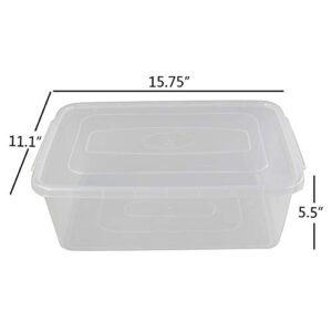 Pekky 15 Quart Plastic Storage Box, Clear Bin Organizer(2 Packs)