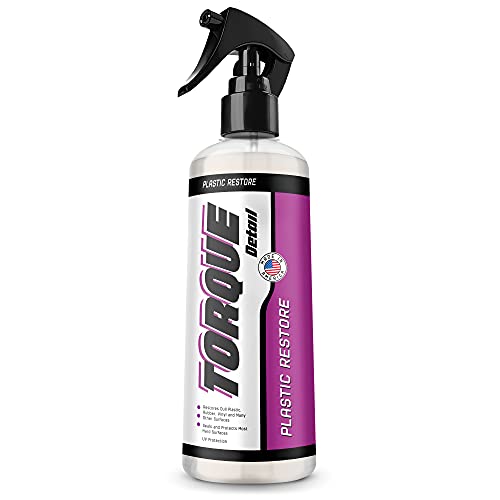 Torque Detail Plastic & Trim Restorer Spray - Restores, Shines & Protects Your Car’s Plastic, Vinyl & Rubber Surfaces With Molecular Restoration - Easily Applies in Minutes, Lasts At Least 6 Months (8oz)