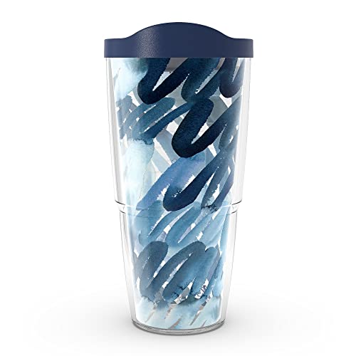 Tervis Yao Cheng - Scribbles In Blue Made in USA Double Walled Insulated Tumbler Travel Cup Keeps Drinks Cold & Hot, 24oz, Classic