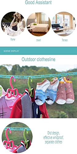 Cafurty 26-ft Portable Travel Clothesline, Adjustable for Indoor Outdoor Laundry Line, Upgraded Version Windproof Non-Slip Clothes Line, Clotheslines for Camping Travel and Home Use - Blue