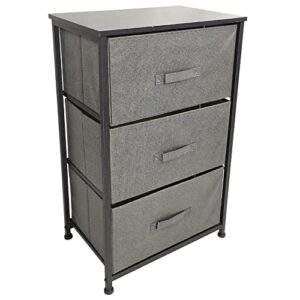 KKTONER Nightstand Dresser Storage Tower Organizer with 3 Drawer Vertical Dresser Foldable Pull Fabric Bins for Bedroom Entryway (Gray)