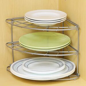 Simple Houseware 3-Tier Counter Corner Shelf Organizer, Silver