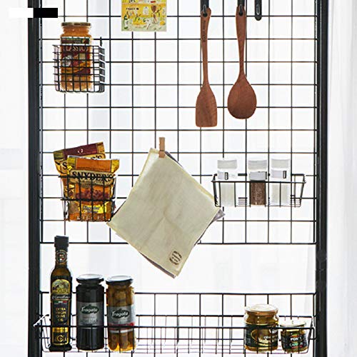 Casamaru Magic Partition Steel MESH Basket with Hook for Wire Wall Grid & Panel [Black,Medium]