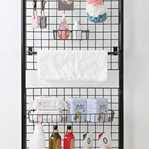 Casamaru Magic Partition Steel MESH Basket with Hook for Wire Wall Grid & Panel [Black,Medium]