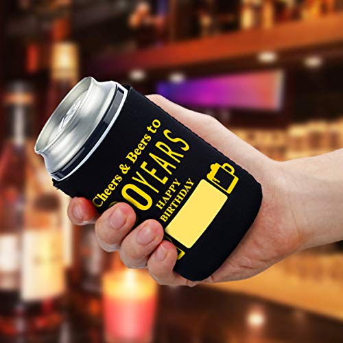 Yangmics Direct 30th Birthday Can Cooler Sleeves Pack of 12- Dirty 30 Birthday Party Supplies - Black and Gold Thirtieth Birthday Cup Coolers