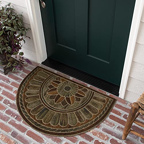 Mohawk Home Entryway Door Mat 2' x 3' All Weather Doormat Outdoor Non Slip Recycled Rubber, Boardwalk Path Chestnut