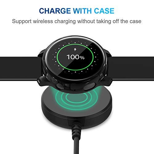 [2Pack] Tensea Compatible with Samsung Galaxy Watch Active 2 Screen Protector Case 44mm, Bumper Full Around Cover for Samsung Galaxy Watch Active2 44 (Black, 44mm)