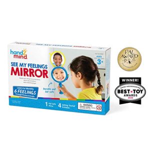 hand2mind See My Feelings Mirror, Social Emotional Learning Activities, Play Therapy Toys, Autism Learning Materials, Kids Anxiety Relief, Anger Management Toys, Calm Down Corner Supplies (Set of 1)