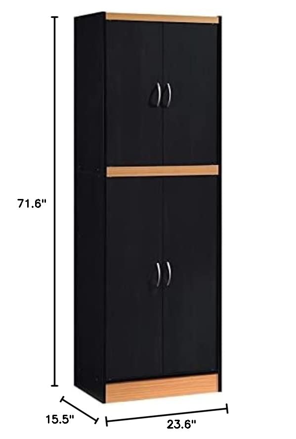 Hodedah 4-Door 4-Shelves, 5-Compartments Kitchen Pantry