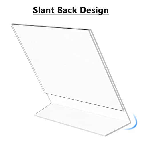 MaxGear Acrylic Sign Holder 8.5x11 inches 6 Pack, Horizontal Sign Holders Clear Paper Display Stand, Slant Back Flyer Frames Table Top Menu Document Holder for Office, Store, Restaurants - Landscape