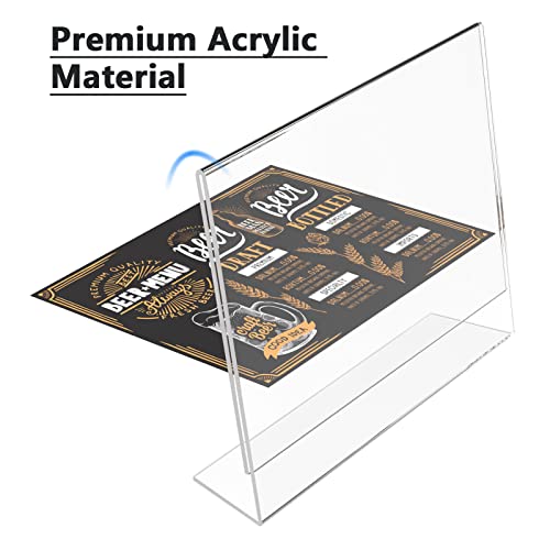 MaxGear Acrylic Sign Holder 8.5x11 inches 6 Pack, Horizontal Sign Holders Clear Paper Display Stand, Slant Back Flyer Frames Table Top Menu Document Holder for Office, Store, Restaurants - Landscape