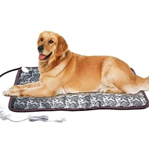 XXL Large Dog Bed Outdoor or Home,Electric Heating Mat for Dog House Crate Pad for Small Medium Pet Cat Puppy Waterproof Easy Clean Long Chew Proof Cord Gray,34inx21in,30-60W