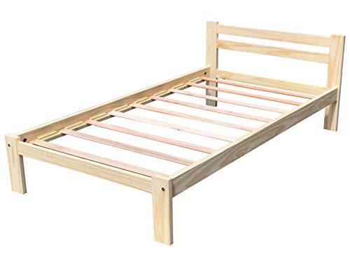 Amazonas Twin Bed Solid Pine Wooden Single Bed Unfinished with Slats Support Suitable for Boys Girls Kids Bedroom Wooden Bed Frame Single Bed Ready to Finish