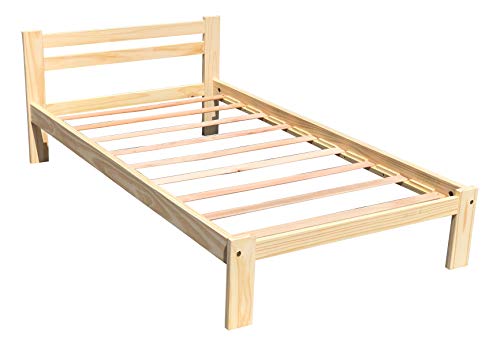 Amazonas Twin Bed Solid Pine Wooden Single Bed Unfinished with Slats Support Suitable for Boys Girls Kids Bedroom Wooden Bed Frame Single Bed Ready to Finish