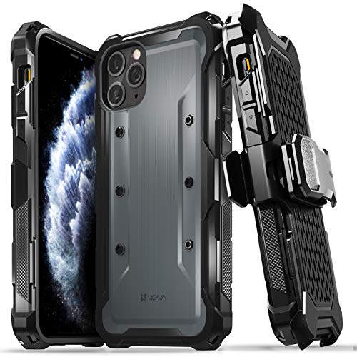 Vena vArmor Rugged Case Compatible with Apple iPhone 11 Pro Max (6.5"-inch 2019), (Military Grade Drop Protection) Heavy Duty Holster Belt Clip Cover with Kickstand - Space Gray