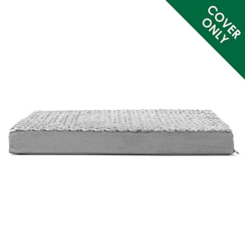 Furhaven Replacement Dog Bed Cover Ultra Plush Faux Fur & Suede Mattress, Machine Washable - Gray, Jumbo (X-Large)