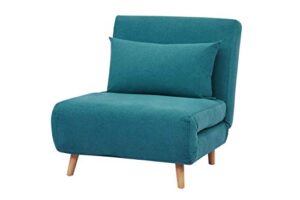 gia tri-fold convertible polyester sofa bed chair with removable pillow and legs, peacock blue 1 pack