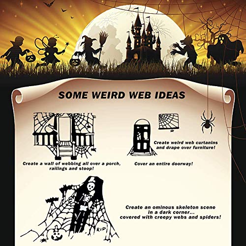 1400 sqft Halloween Spider Webs Decorations with 150 Extra Fake Spiders, Super Stretchy Cobwebs for Halloween decor Indoor and Outdoor