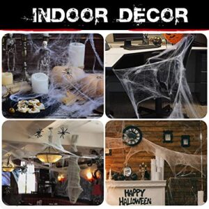 1400 sqft Halloween Spider Webs Decorations with 150 Extra Fake Spiders, Super Stretchy Cobwebs for Halloween decor Indoor and Outdoor