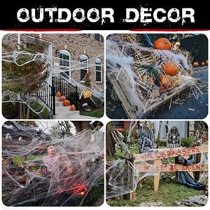 1400 sqft Halloween Spider Webs Decorations with 150 Extra Fake Spiders, Super Stretchy Cobwebs for Halloween decor Indoor and Outdoor