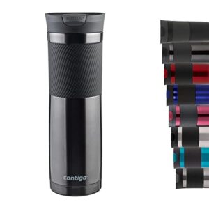 contigo byron snapseal travel mug, stainless steel thermal mug, vacuum flask, leakproof tumbler, coffee mug with bpa free easy-clean lid, 590 ml, black