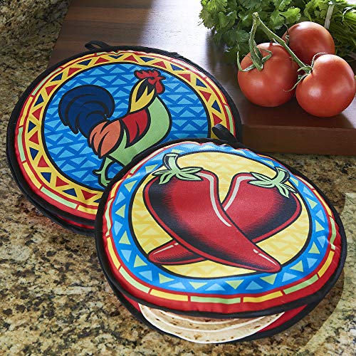 M&R Tortilla Warmer 10" - THE Best and Quickest Bread Warmer. Insulated Cotton Fabric Pouch, Keeps Warm for One Hour After Just 45 Seconds in the Microwave (10-Inch, Chicken)