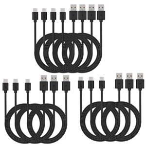 smays usb c cable bulk 10-pack 3ft, type c phone charger lot black