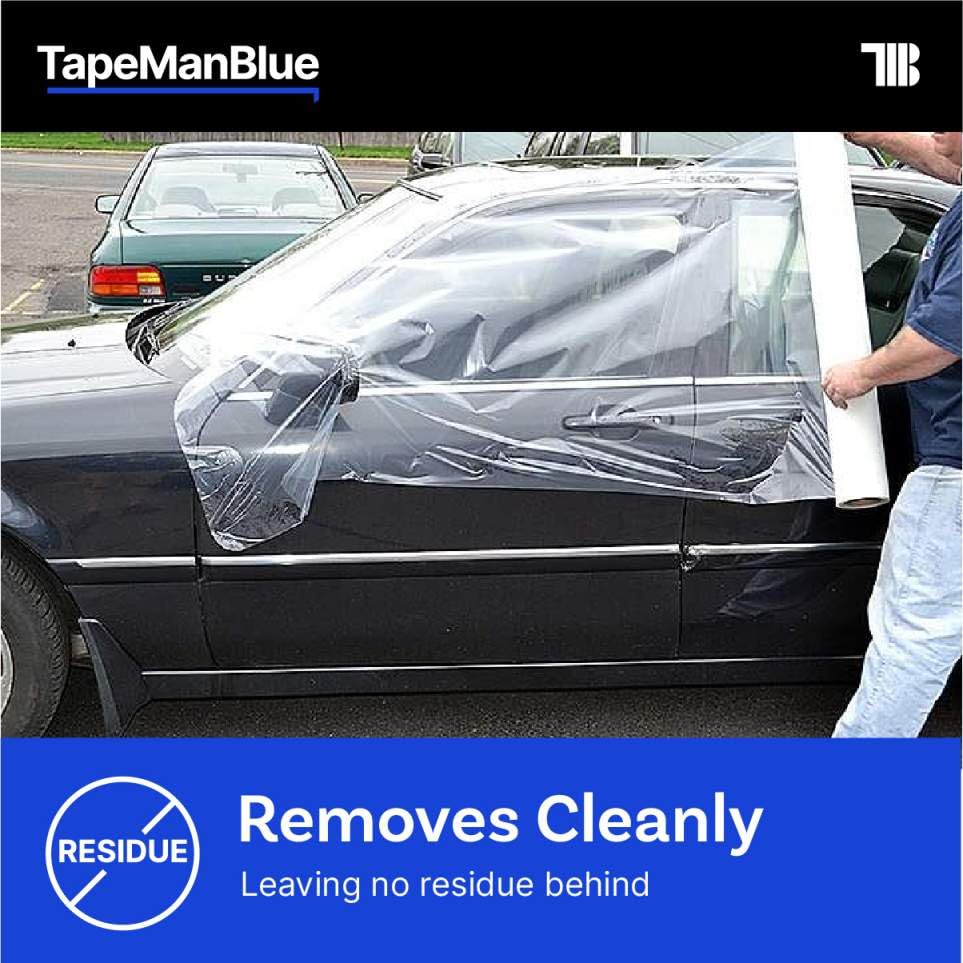 TapeManBlue Crash Wrap, 36 inch x 200 feet, Clear Collision Wrap for Damaged Vehicles & Car Windows, Removes Cleanly, Made in America