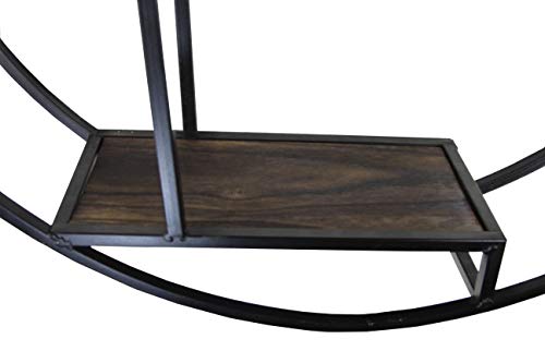 Admired By Nature Mounted Iron Hanging Storage 3 tier Floating Shelves Wall Shelf, Round Black Large