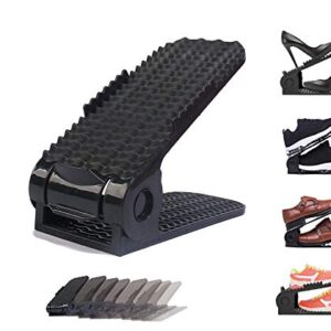 Yagizaai Bayou Shoe Slots, 8 PCS Shoes Slots Organizer, 4-Level Adjustable Shoe Stacker, Upgraded Shoe Space Saver, 50% Space-Saving Shoe Holders(Black)