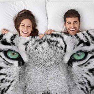 Mugod White Tiger Throw Blanket Close-Up Beautiful Portrait Tiger Decorative Soft Warm Cozy Flannel Plush Throws Blankets for Baby Toddler Dog Cat 30 X 40 Inch