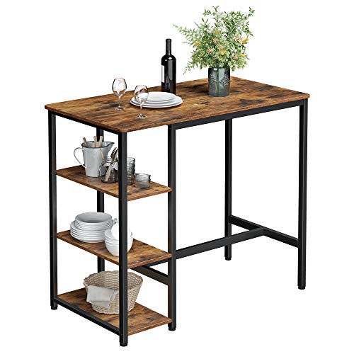 VASAGLE Bar Table with Sturdy Metal Frame, Easy Assembly, Industrial Design, 23.6 x 42.9 x 39.4 inches, Rustic Brown