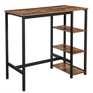 vasagle bar table with sturdy metal frame, easy assembly, industrial design, 23.6 x 42.9 x 39.4 inches, rustic brown