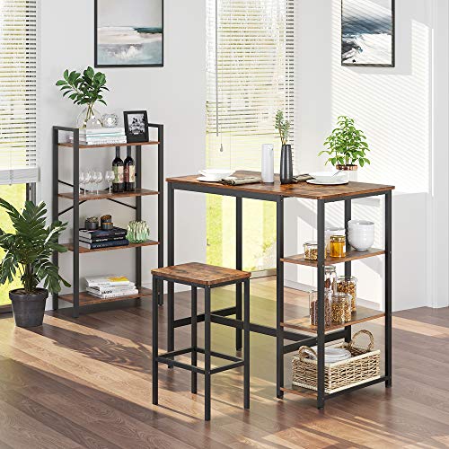 VASAGLE Bar Table with Sturdy Metal Frame, Easy Assembly, Industrial Design, 23.6 x 42.9 x 39.4 inches, Rustic Brown