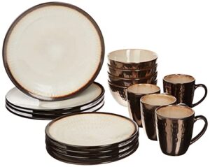 gourmet basics by mikasa anastasia cream 16-piece dinnerware set, assorted