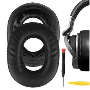 geekria quickfit protein leather replacement ear pads for sony mdr-hw700, mdr-hw700ds wireless headphones, replacement ear cushion/ear cups/ear cover, headset earpads repair parts (black)