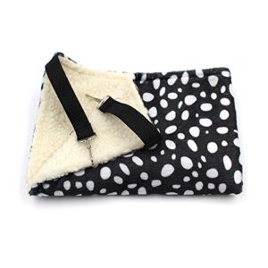 2 Pack Small Animal Hammock Soft Fleece Sleeping Bed for Mice Rat Chinchilla Guinea Pig Ferret Kitten Cat Rabbit (M: 13.76x13.76inch, Black White Dot)