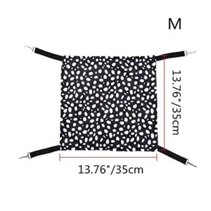 2 Pack Small Animal Hammock Soft Fleece Sleeping Bed for Mice Rat Chinchilla Guinea Pig Ferret Kitten Cat Rabbit (M: 13.76x13.76inch, Black White Dot)