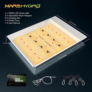 MARS HYDRO 2023 New TS600 LED Grow Lights for Indoor Plants, New Diodes Layout More Uniform Full Spectrum Growing Lamps for Hydroponic Indoor Plants Veg Bloom in 2x2 Grow Tent Greenhouse Four for 4x4