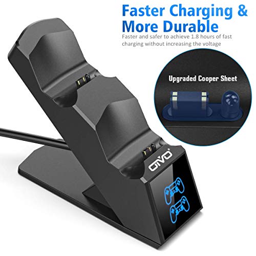 PS4 Controller Charger, PS4 Charger USB Charging Dock Station Compatable with Dualshock 4, Upgraded Fast-Charging Port for Playstation 4 Controllers