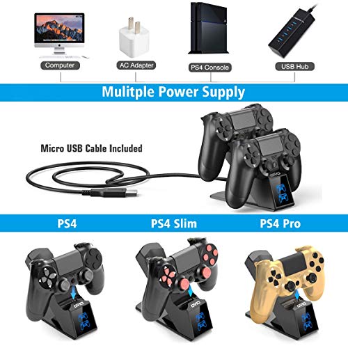 PS4 Controller Charger, PS4 Charger USB Charging Dock Station Compatable with Dualshock 4, Upgraded Fast-Charging Port for Playstation 4 Controllers