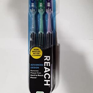 Reach Advanced Design Full Head Soft Toothbrush, Assorted Colors, 3 Count (Pack of 4) 12 Toothbrushes total