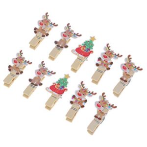 healifty christmas decor nativity decor 10pcs christmas wooden clothespins cartoon elk photo clips diy craft photo paper peg for christmas party favors thumb tacks decorative wood decor