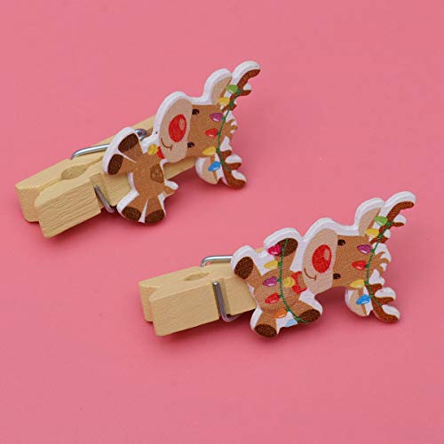 Healifty Christmas Decor Nativity Decor 10Pcs Christmas Wooden Clothespins Cartoon Elk Photo Clips DIY Craft Photo Paper Peg for Christmas Party Favors Thumb Tacks Decorative Wood Decor