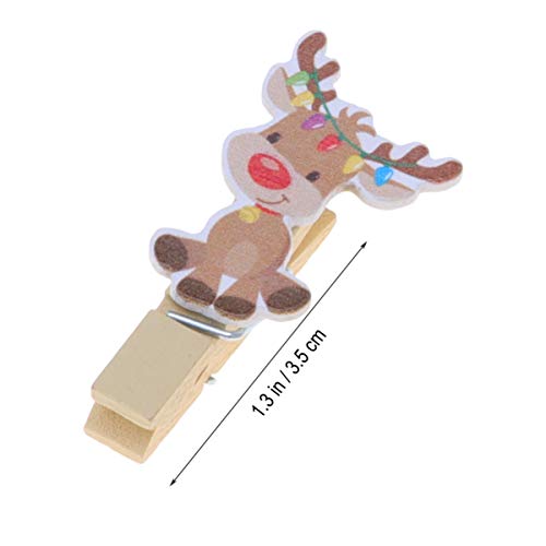 Healifty Christmas Decor Nativity Decor 10Pcs Christmas Wooden Clothespins Cartoon Elk Photo Clips DIY Craft Photo Paper Peg for Christmas Party Favors Thumb Tacks Decorative Wood Decor