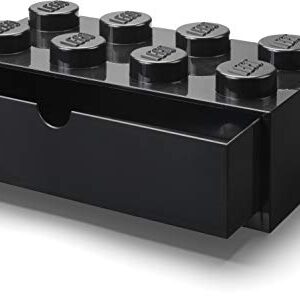 Room Copenhagen, Lego Desk Drawer - Stackable Tabletop Storage - 12.4” x 6.2” x 4.5” - Brick 8, Black (40211733-Parent)