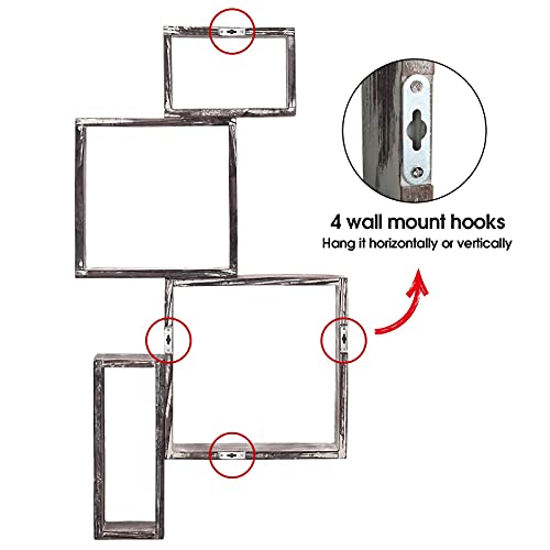 JACKCUBE Design 4 Cube Wall Mounted Rustic Floating Shelves, Wood Display Shelf, Shadow Box , Decorative Wall for Livingroom, Bathroom, Kitchen, Bedroom - MK517A